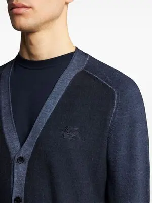 Etro Pegaso-embroidered Wool Cardigan - Blue
