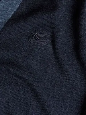 Etro Pegaso-embroidered Wool Cardigan - Blue