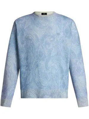 Etro Paisley Intarsia-knit Jumper - Blue