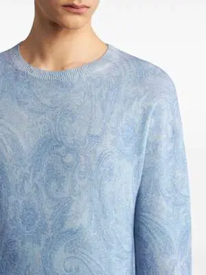 Etro Paisley Intarsia-knit Jumper - Blue