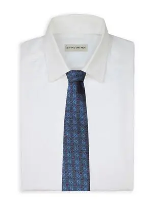Etro Paisley-embroidered Silk Tie - Blue