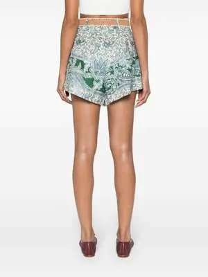 Zimmermann Ottie Tuck Linen Shorts - Green