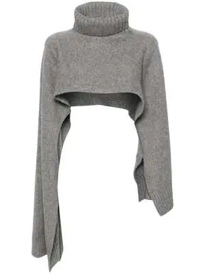 JIL SANDER Roll-neck Knitted Scarf - Grey