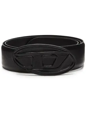 DIESEL B-1dr Scratch Leather Belt - Black