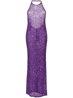 Retrofete Sequinned Halterneck Gown