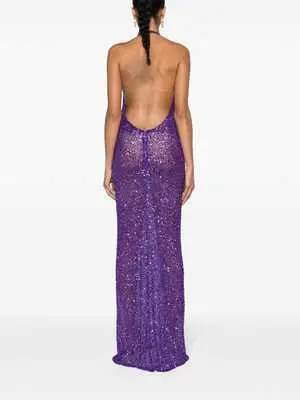 Retrofete Sequinned Halterneck Gown