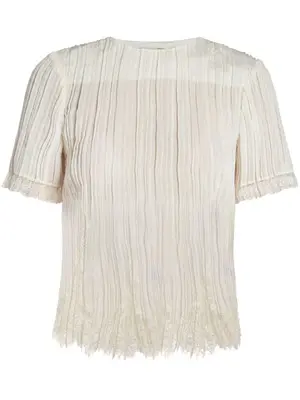 Zimmermann Semi-sheer Lace-detail Top - Neutrals