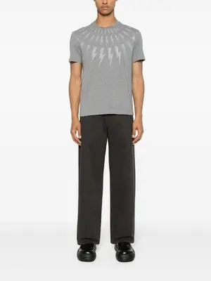 Neil Barrett Bolt-print Cotton T-shirt - Grey