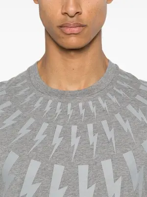 Neil Barrett Bolt-print Cotton T-shirt - Grey