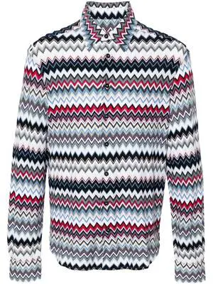 Missoni Chevron-knit Cotton Shirt - Red