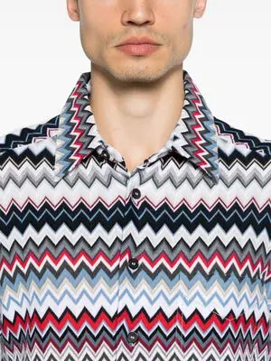 Missoni Chevron-knit Cotton Shirt - Red