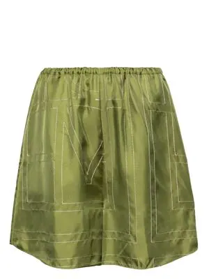 TOTEME TOTEME Monogram-Embroidered Shorts Green