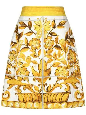 Dolce & Gabbana Majolica-print Pencil Skirt - Yellow