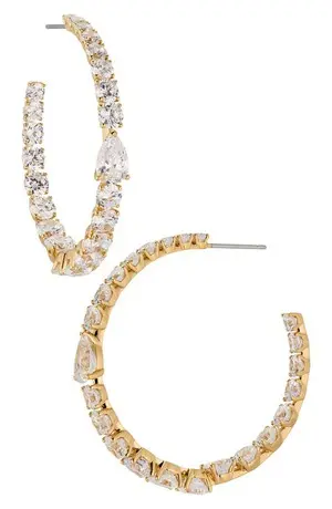 Nadri Halle Cubic Zirconia Hoop Earrings - Gold