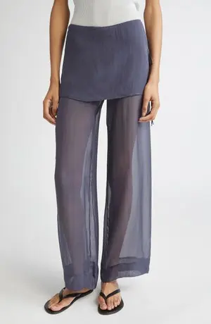 Paloma Wool Archive Layered Silk Trousers - Navy