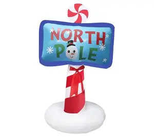 FRASER HILL FARM 6-ft. Tall Prelit North Pole Sign Inflatable - One-color