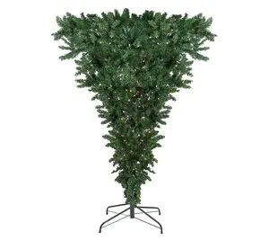 NORTHLIGHT 7' Green Spruce Upside Down Tree C Lear Lights - One-color