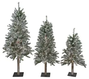 NORTHLIGHT Set Of 3 Flocked Alpine Trees 5' C Ear Lights - One-color