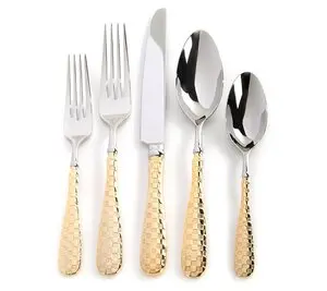 MACKENZIE-CHILDS Gold Check Flatware 5-piece Pl Ce Setting - One-color