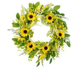 PULEO INTERNATIONAL 30' Artificial Sunflower Sp Ring Wreath - One-color