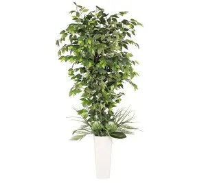 PULEO INTERNATIONAL Puleo Internation 6 Ft. Artificial Ficus Microc Rpa Tree Pot - One-color