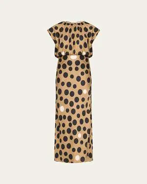 Max Mara Max Mara Juglas Spotted Maxi Dress - Camel