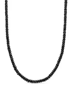 David Yurman Sterling Silver Bead Necklace - Silver/black Spinel