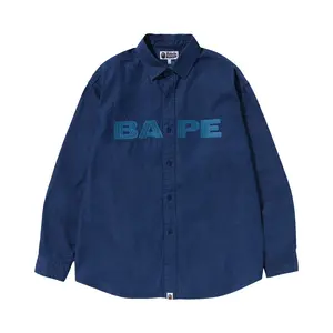 A BATHING APE Denim Loose Fit Shirt 'indigo