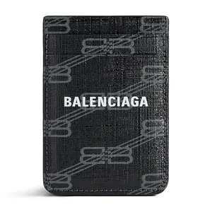 Balenciaga Signature Magnet Card Holder Bb Monogram Coated Canvas - Black/grey