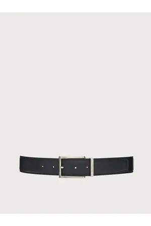 FERRAGAMO Reversible And Adjustable Belt With Rectangular Buckle - Black