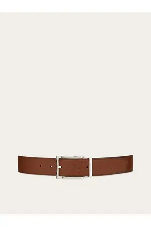 FERRAGAMO Reversible And Adjustable Belt With Rectangular Buckle - Red