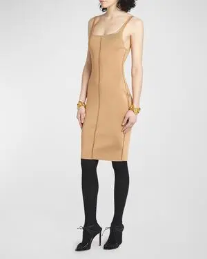 Tom Ford Ladder Stitch Knit Midi Dress - Golden Bei | Editorialist