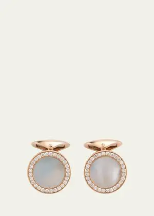 JAN LESLIE 18k Mother Of Pearl And Diamond Cufflinks - Rose Gold