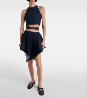 Alaïa Halterneck Denim Crop Top