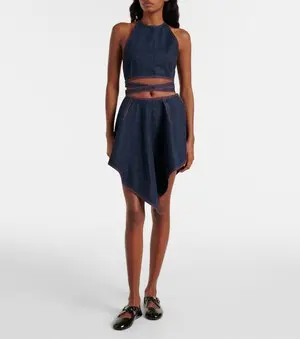 Alaïa Halterneck Denim Crop Top