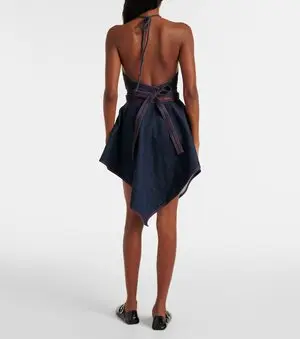 Alaïa Halterneck Denim Crop Top