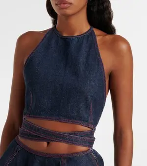 Alaïa Halterneck Denim Crop Top