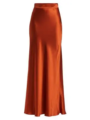 L'Agence Ryker Silk Bias-cut Skirt Sienna