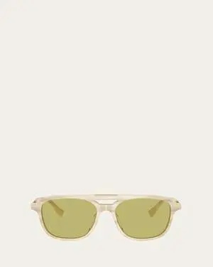 Brunello Cucinelli Polarized Acetate Aviator Sunglasses