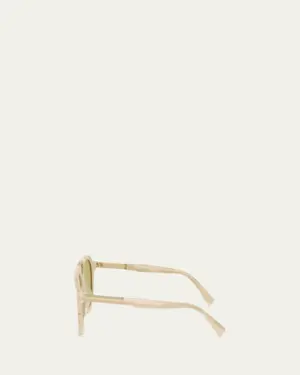 Brunello Cucinelli Polarized Acetate Aviator Sunglasses