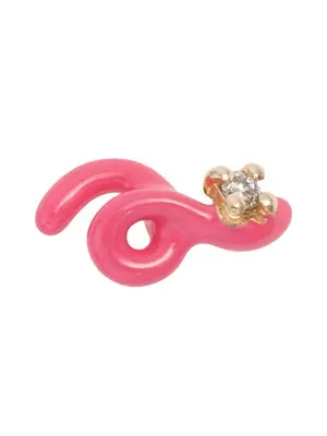 Bea Bongiasca Loop Goldtone, Enamel & 0.015 Tcw Diamond Single Mini Stud Earring - Pink