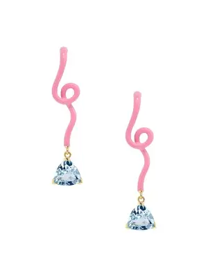 Bea Bongiasca You're So Vine Goldtone, Enamel & Blue Topaz Drop Earrings - Light Pink