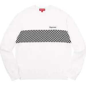 Supreme Checkered Panel Crewneck Sweatshirt - White