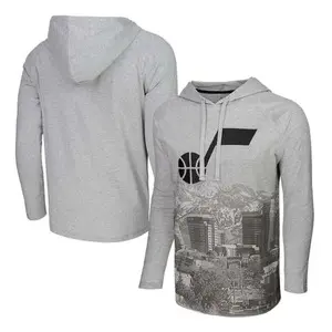 STADIUM ESSENTIALS Utah Jazz Atrium Raglan Long Sleeve Hoodie T-shirt - Heather Gray