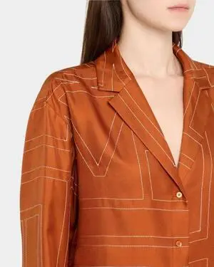 TOTEME Monogram Silk Pajama Top - Rustcopper