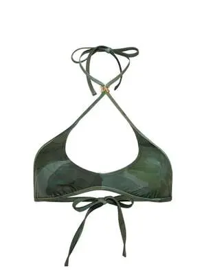 Palm Angels Camouflage Print Bikini Top - Green