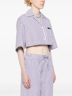 Palm Angels Logo-tag Cropped Striped Shirt