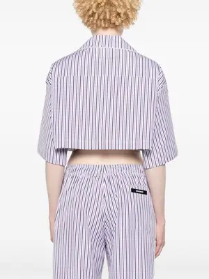 Palm Angels Logo-tag Cropped Striped Shirt