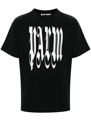 Palm Angels Gothic Logo-print T-shirt - Black