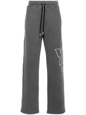 Off-White Logo-embroidered Straight Trousers - Grey